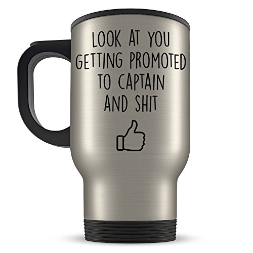 Captain Travel Mug Gift for Men and Women Promotion - Promoted Military Ranks Congratulations Coffee Mug for Army, Navy or Air Force - Funny Gag Cup