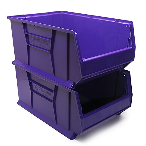 YumJunkie Purple Plastic Storage Container - Stack and Lock Stacking Bins - Toy & Tool Industrial Storage Container