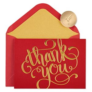 Papyrus Blank Holiday Thank You Cards Boxed with Envelopes, Blank Red and Gold (12-Count)