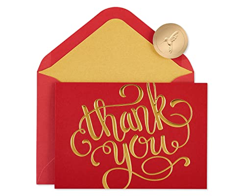 Papyrus Blank Holiday Thank You Cards Boxed with Envelopes, Blank Red and Gold (12-Count)