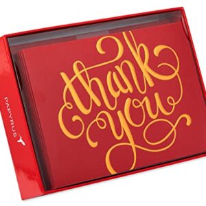 Papyrus Blank Holiday Thank You Cards Boxed with Envelopes, Blank Red and Gold (12-Count)