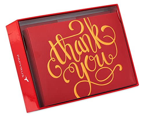 Papyrus Blank Holiday Thank You Cards Boxed with Envelopes, Blank Red and Gold (12-Count)