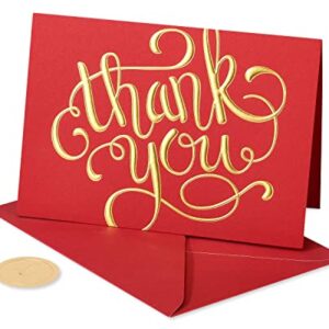 Papyrus Blank Holiday Thank You Cards Boxed with Envelopes, Blank Red and Gold (12-Count)