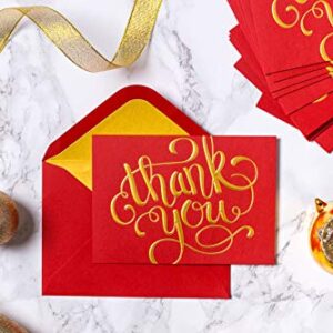 Papyrus Blank Holiday Thank You Cards Boxed with Envelopes, Blank Red and Gold (12-Count)