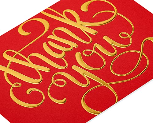 Papyrus Blank Holiday Thank You Cards Boxed with Envelopes, Blank Red and Gold (12-Count)