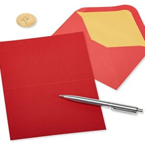 Papyrus Blank Holiday Thank You Cards Boxed with Envelopes, Blank Red and Gold (12-Count)