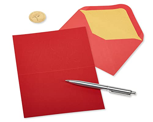 Papyrus Blank Holiday Thank You Cards Boxed with Envelopes, Blank Red and Gold (12-Count)