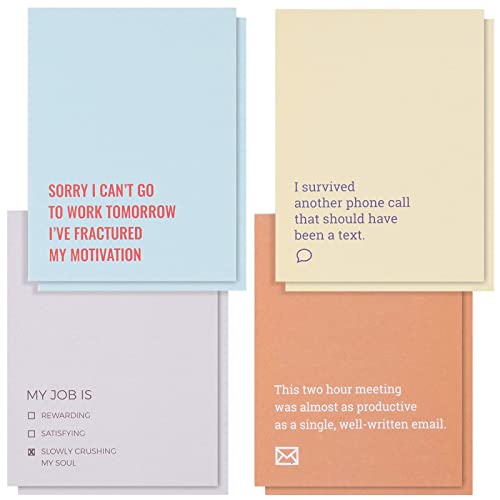 Juvale 8 Pack Funny Notepads with Sarcastic Sayings, Demotivational Notebooks for The Office, Coworkers, Employee, Colleagues, Adults, 4 Sarcastic Designs (4.25 x 5.5 Inches)