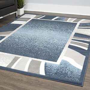 Home Dynamix Lyndhurst Rotana Modern Area Rug, Contemporary Blue/Gray/Ivory 5'2"x7'4"