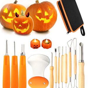 12 Pieces Professional Pumpkin Carving Kit Tool Heavy Duty Stainless Steel Tool Set with Storage Carrying Case Used As a Carving Knife for Pumpkin Halloween Decoration …