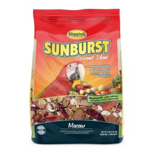 higgins sunburst gourmet blend macaw parrot bird food, 3 lb. bag. large parrot food