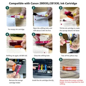 HEMEINY PGI-250XL CLI-251XL Full Refillable Ink Cartridge for Pixma MG5420 IP7220 MX722 MX922 MG5520 MG6420 MG5620 MG6620 MG5522 Ix6820 Printers 5PK PGI250 CLI251 Ink