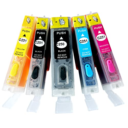 HEMEINY PGI-250XL CLI-251XL Full Refillable Ink Cartridge for Pixma MG5420 IP7220 MX722 MX922 MG5520 MG6420 MG5620 MG6620 MG5522 Ix6820 Printers 5PK PGI250 CLI251 Ink