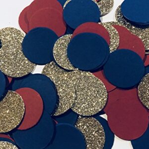 Designs by DH Confetti 100 Pieces Paper Circles Gold Navy Blue Burgundy Wine Birthday Bridal Shower Wedding Party Decor