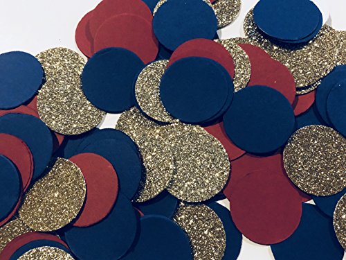 Designs by DH Confetti 100 Pieces Paper Circles Gold Navy Blue Burgundy Wine Birthday Bridal Shower Wedding Party Decor