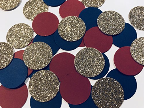 Designs by DH Confetti 100 Pieces Paper Circles Gold Navy Blue Burgundy Wine Birthday Bridal Shower Wedding Party Decor