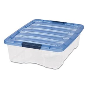 iris 1560564 iris stack & pull 26.9 qt. latch lid storage box clear (100364)