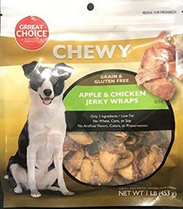 grreat choice chewy grain & gluten free & apple & chicken jerky wraps