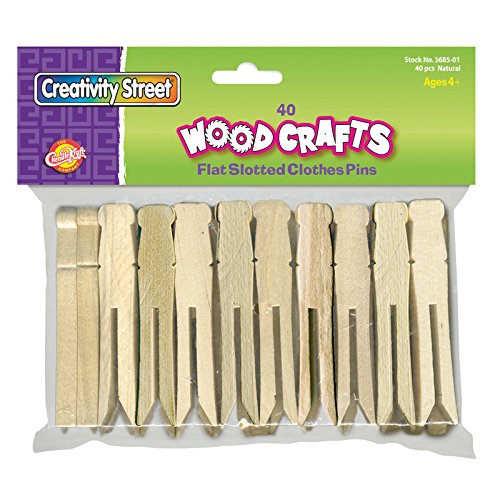 Creativity Street Flat Slotted Clothespins, Natural, 3.75", 40 Per Pack, 6 Packs