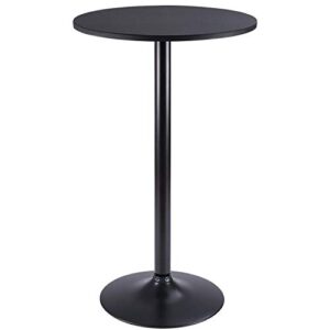 furmax bistro pub table round bar height cocktail table metal base mdf top obsidian table with black leg 23.8-inch top, 39.5-inch height (black)