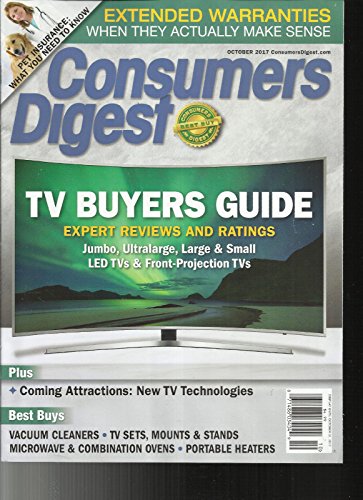 CONSUMERS DIGEST MAGAZINE, TV BUYERS GUIDE OCTOBER, 2017