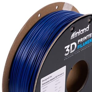 Inland 1.75mm Blue PETG 3D Printer Filament, Dimensional Accuracy +/- 0.03 mm - 1kg Cardboard Spool (2.2 lbs) - 3D Printing PETG Filament