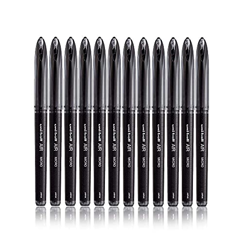 Uni-Ball AIR Micro - 0.5mm Fine Rollerball - Pack of 12 - Black