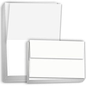 hamilco card stock folded blank cards with envelopes 5x7 - scored white cardstock paper 80lb cover - 100 pack