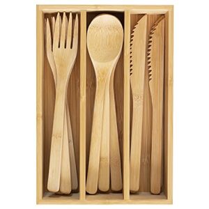 totally bamboo 12-piece reusable bamboo flatware set with portable storage case, dishwasher safe