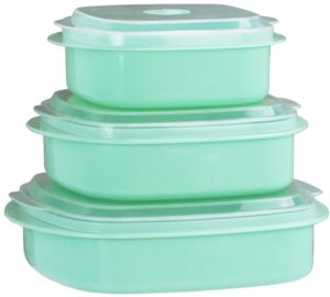 calypso basics, microwave cookware & storage set, adjustable vent on lids