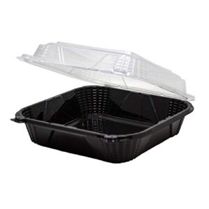 genpak proview large 9" hinged take-out container | microwave safe, bpa free | case count 150