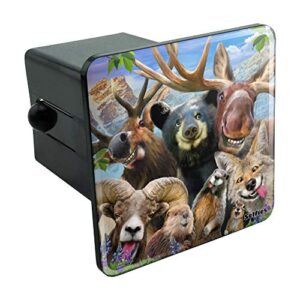 rocky mountain animals selfie bear moose elk ram beaver fox tow trailer hitch cover plug insert