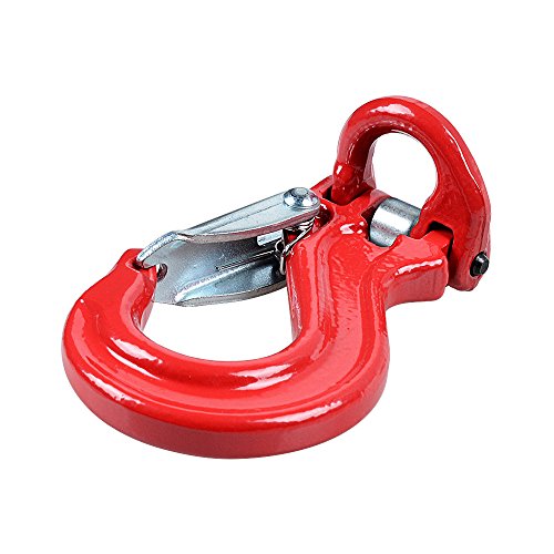 AMOPA Half-Linked Winch Hook Tow Crane Lift w/Clevis Safety Latch for 4x4 Jeep Off-Road (Red)