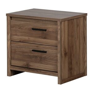 south shore tao 2-drawer nightstand, natural walnut