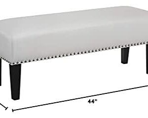 Signature Design by Ashley Beauland Contemporary Upholstered Accent Bench with Nailhead Trim, Beige