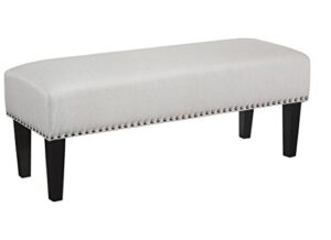 signature design by ashley beauland contemporary upholstered accent bench with nailhead trim, beige