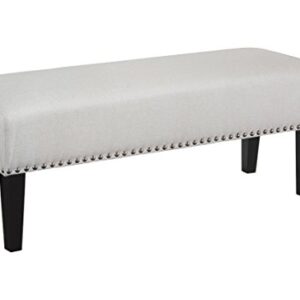 Signature Design by Ashley Beauland Contemporary Upholstered Accent Bench with Nailhead Trim, Beige