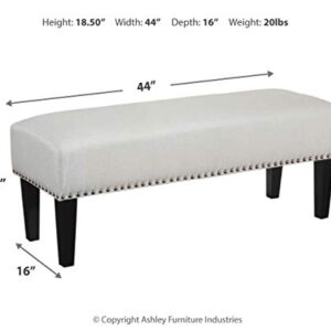 Signature Design by Ashley Beauland Contemporary Upholstered Accent Bench with Nailhead Trim, Beige