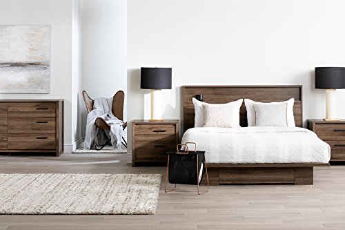 South Shore Tao Headboard with Shelf, Full/Queen, Natural Walnut