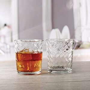 Circleware Chevron Set of 4 Whiskey Drinking Glasses Glassware for Water, Beer and Bar Liquor Dining Decor Beverage Cups Gifts, 4 Count (Pack of 1)