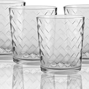 Circleware Chevron Set of 4 Whiskey Drinking Glasses Glassware for Water, Beer and Bar Liquor Dining Decor Beverage Cups Gifts, 4 Count (Pack of 1)