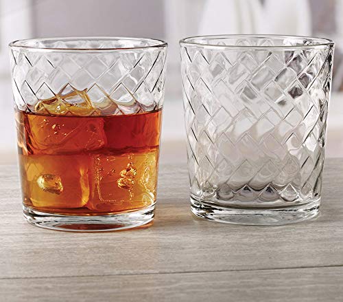 Circleware Chevron Set of 4 Whiskey Drinking Glasses Glassware for Water, Beer and Bar Liquor Dining Decor Beverage Cups Gifts, 4 Count (Pack of 1)