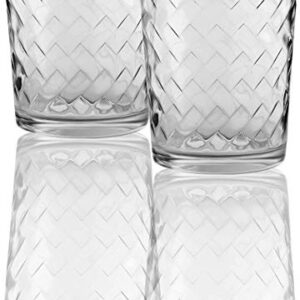 Circleware Chevron Set of 4 Whiskey Drinking Glasses Glassware for Water, Beer and Bar Liquor Dining Decor Beverage Cups Gifts, 4 Count (Pack of 1)