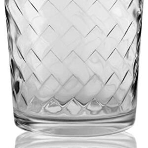 Circleware Chevron Set of 4 Whiskey Drinking Glasses Glassware for Water, Beer and Bar Liquor Dining Decor Beverage Cups Gifts, 4 Count (Pack of 1)