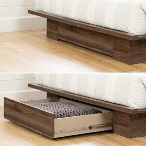 South Shore Tao Platform Bed with Drawer, Full/Queen, Natural Walnut