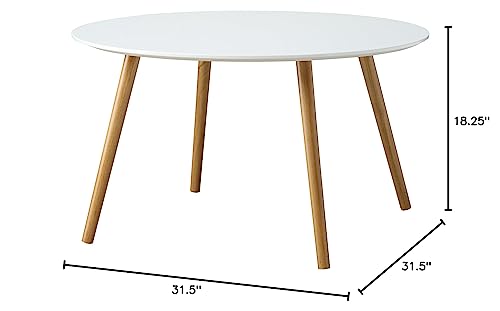 Convenience Concepts Oslo Round Coffee Table, Glossy White