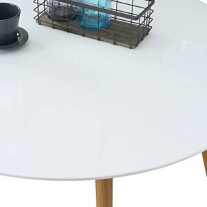 Convenience Concepts Oslo Round Coffee Table, Glossy White