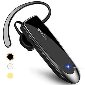 new bee bluetooth earpiece v5.0 wireless handsfree headset with microphone 24 hrs driving headset 60 days standby time for iphone android samsung laptop trucker driver (black)