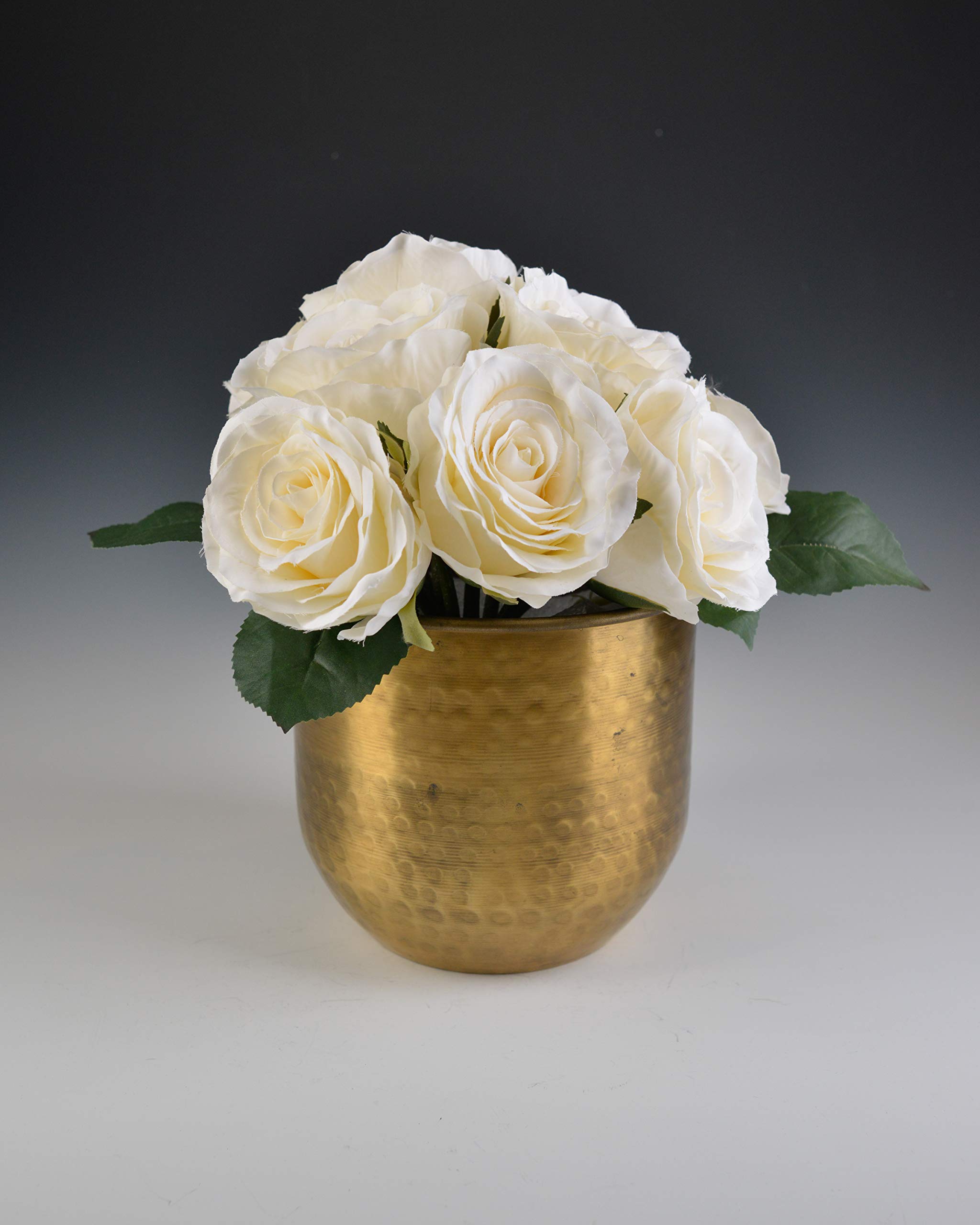 Serene Spaces Living Medium Antiqued Brass Vase - Simple Design with Curved Base Accent Piece, 5.75" Tall and 6" Diameter