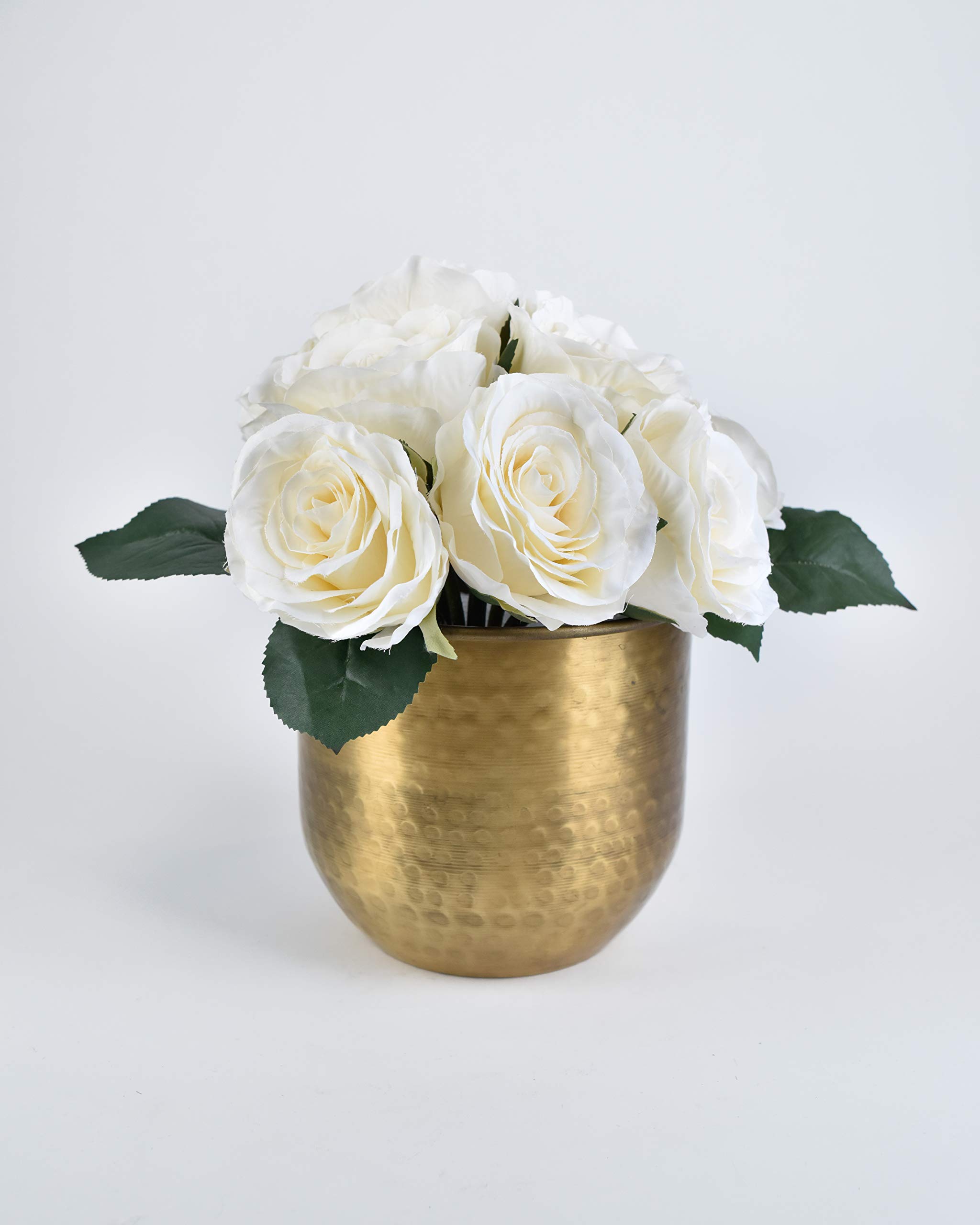 Serene Spaces Living Medium Antiqued Brass Vase - Simple Design with Curved Base Accent Piece, 5.75" Tall and 6" Diameter